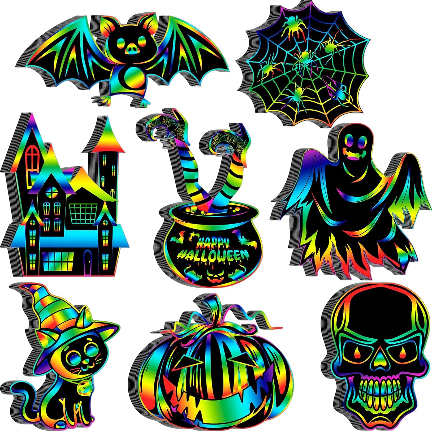 80 Pieces Halloween Craft Kits Kids Halloween Activities Scratch Cards ...