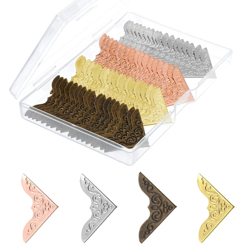 80 Pieces Metal Book Corners, Vintage Iron Corner Protectors Decorative ...