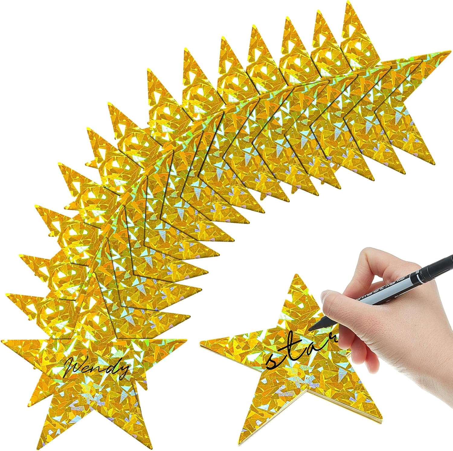 80 Pieces Stars Cutouts Glitter Double Printed Paper Cardboard ...