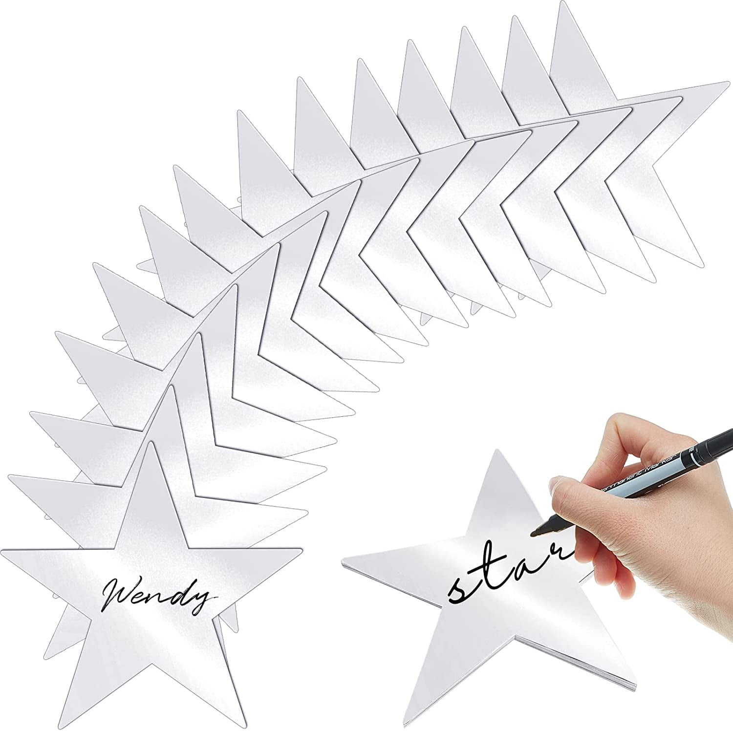 80 Pieces Stars Cutouts Glitter Double Printed Paper Cardboard Stars ...