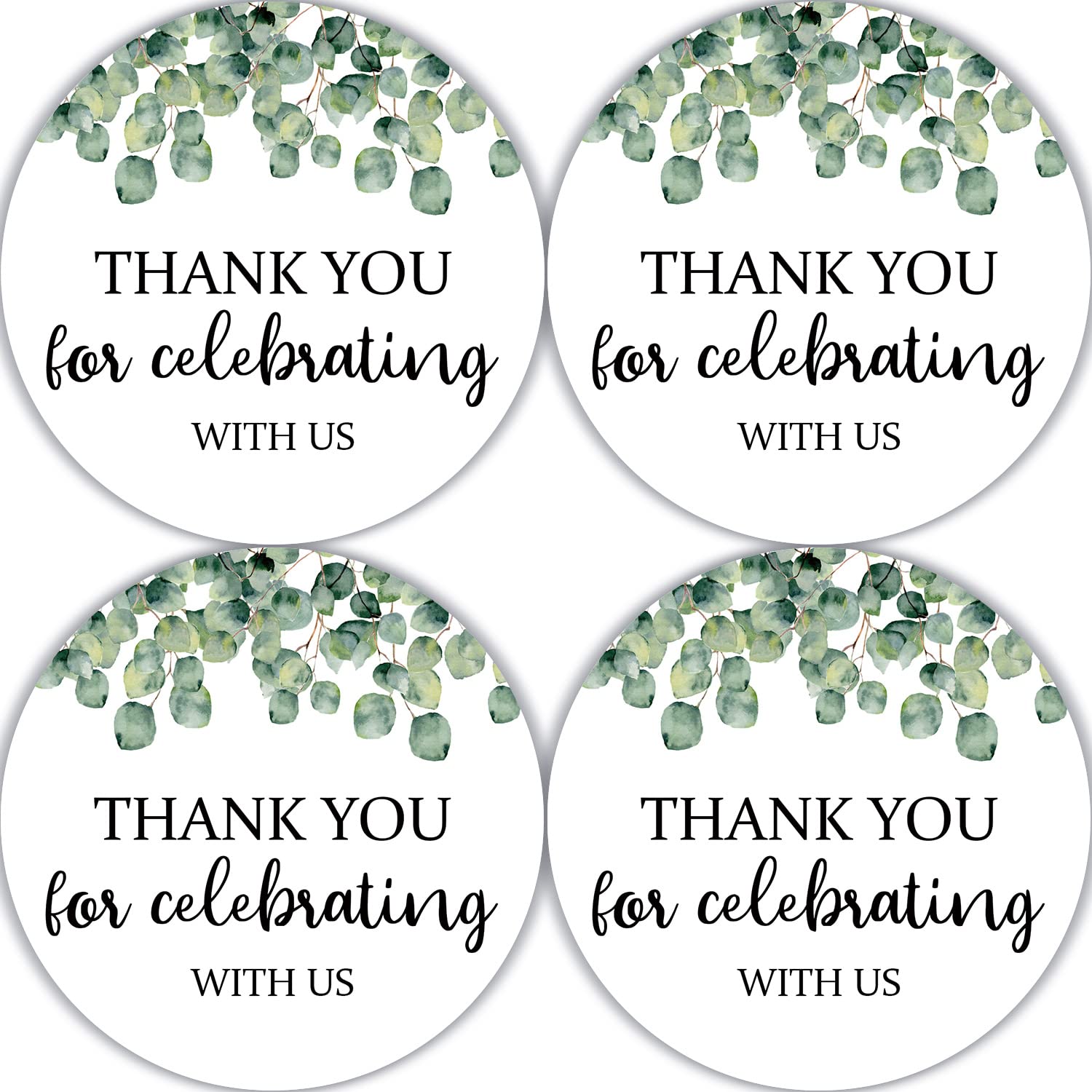 80 Pieces Thank You for Celebrating with Us Greenery Thank You Stickers ...