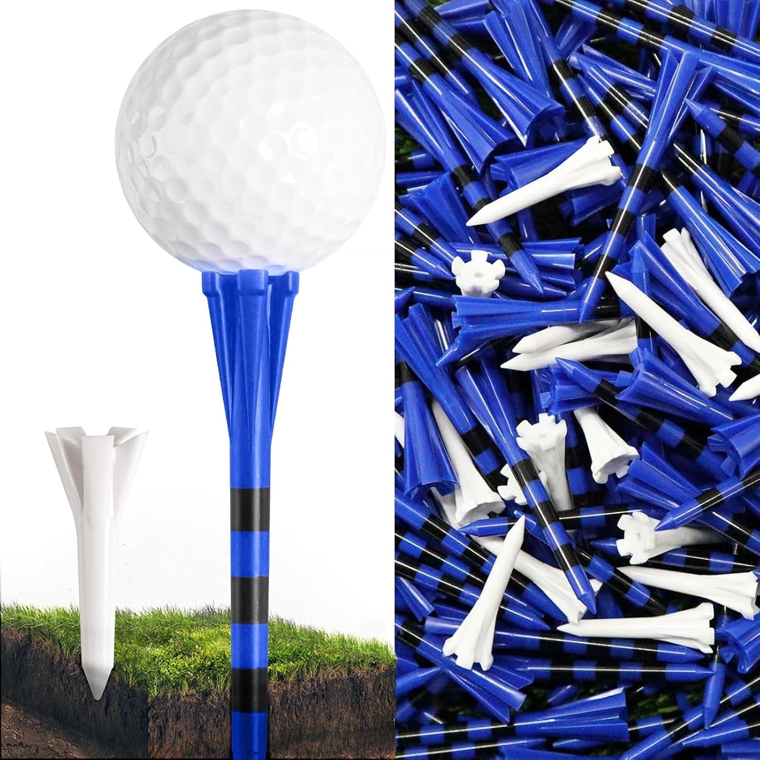 80 Plastic Golf Tees + 20 Iron Tees (3 1/4", 2 3/4", 1 1/2") – Unbreakable, Durable Long & Short ...