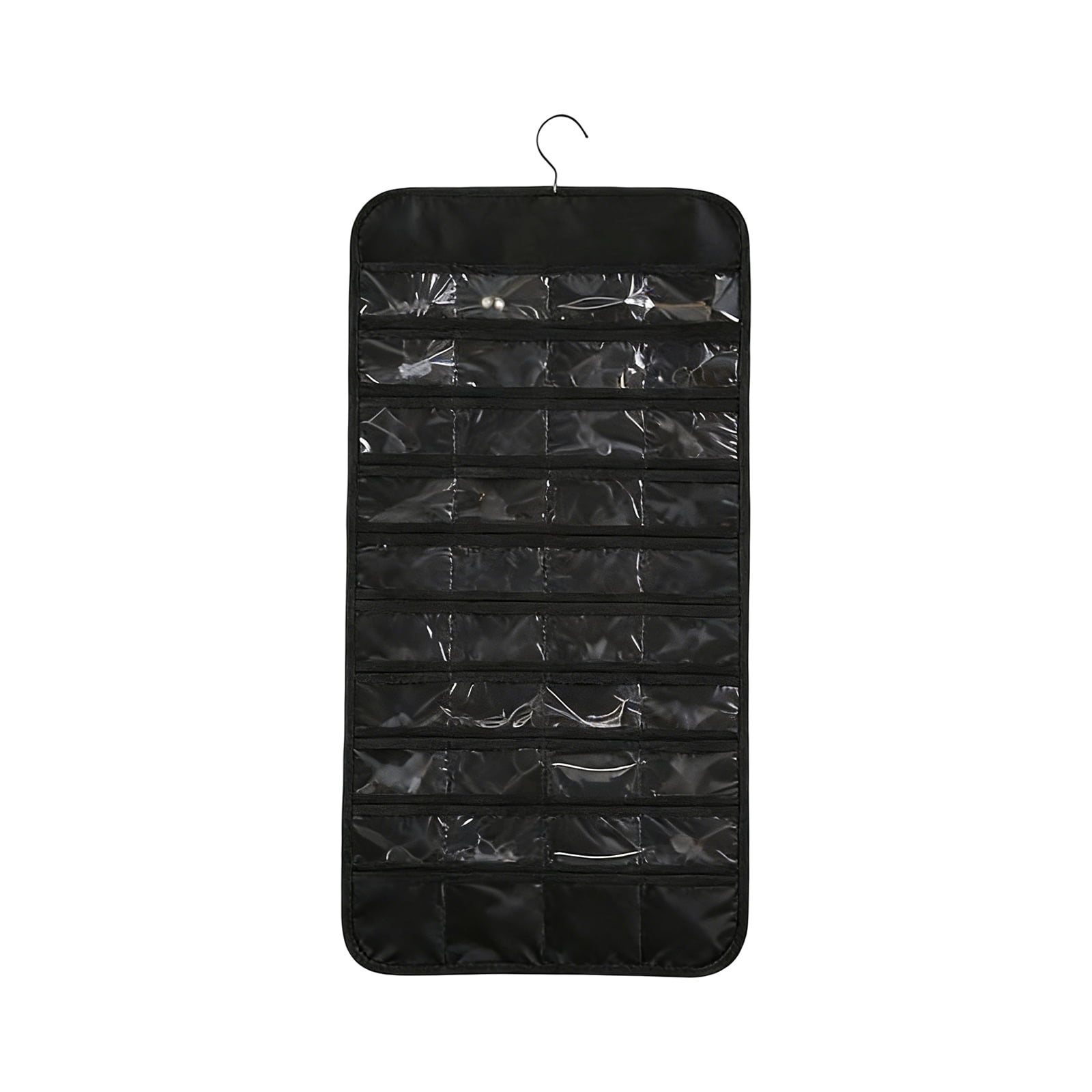 80-Pocket Double-Sided Hanging Jewelry Organizer, Clear PVC & Polyester ...