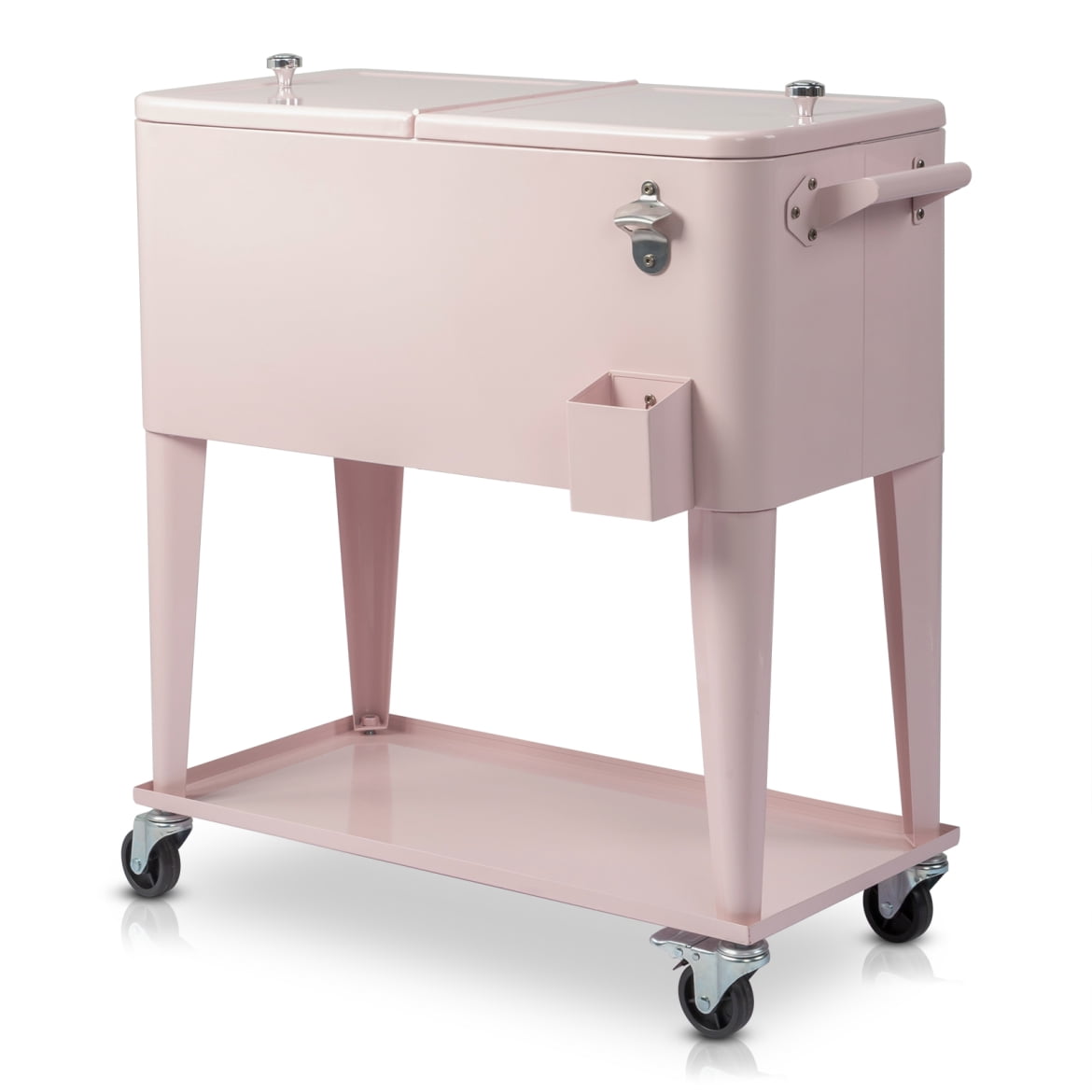80 QT Rectangular Rolling Cooler Cart with Wheels, Portable Ice Chest ...