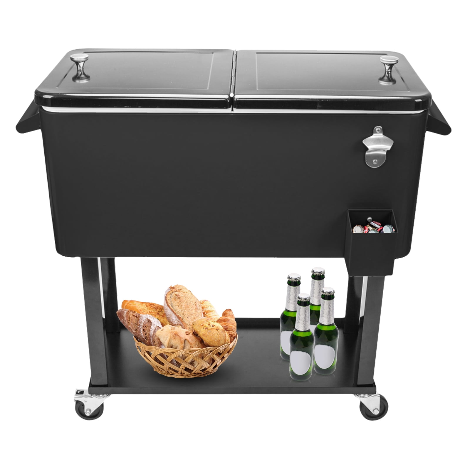 80 Qt Cooler Cart Rolling Ice Chest, Backyard Patio Party Drink ...