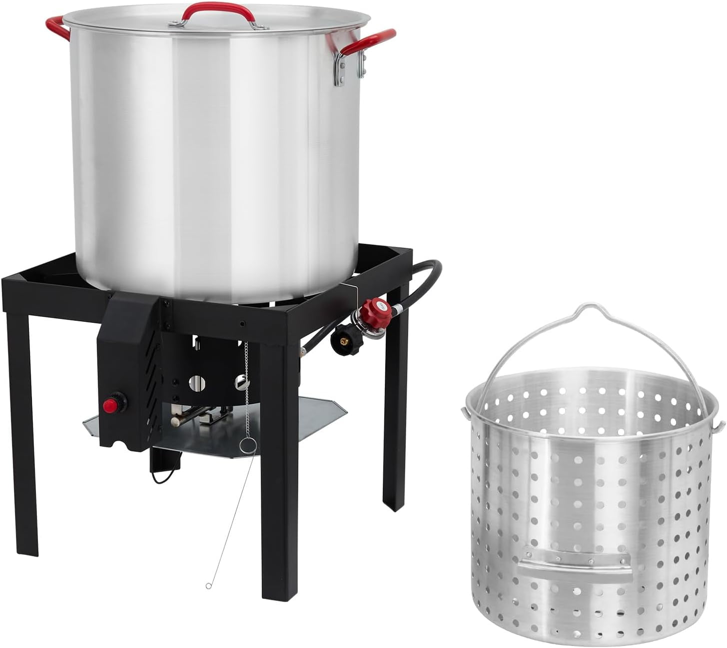 80 Qt Seafood Boil Pot, Aluminum Crawfish Boiler with Steam/Boil Basket ...