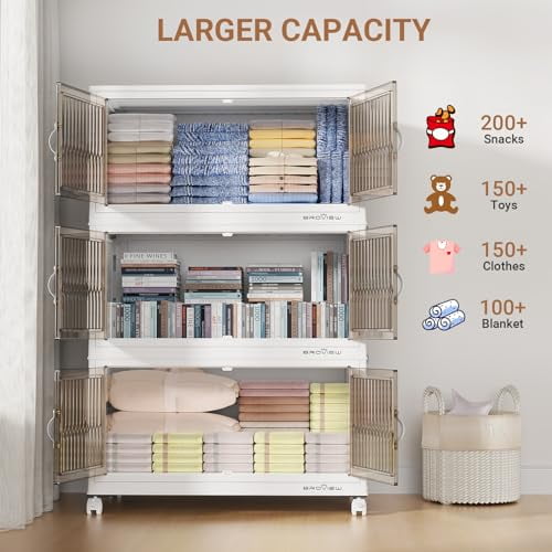 80 Qt Stackable Storage Bins with Lid, Closet Organizer and Storage ...