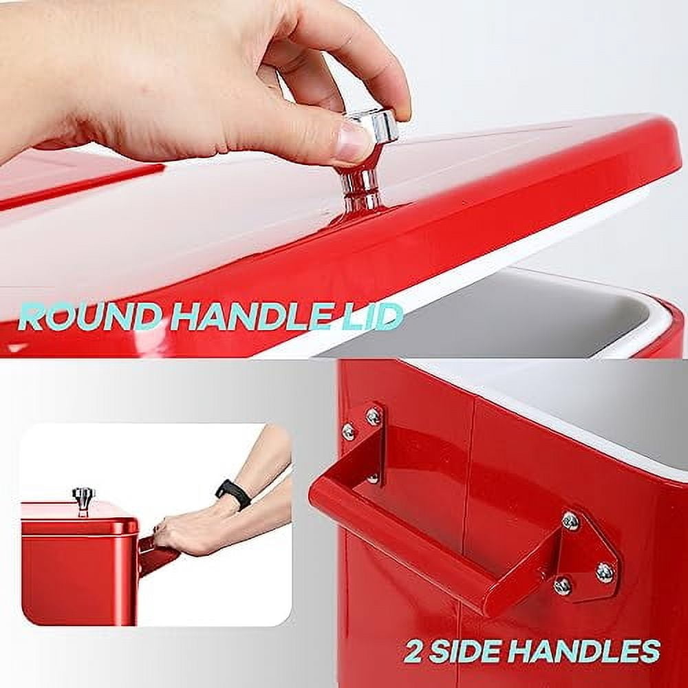 80 Quart Rolling Cart Ice Chest，Portable Bar Drink Cooler with Bottle ...