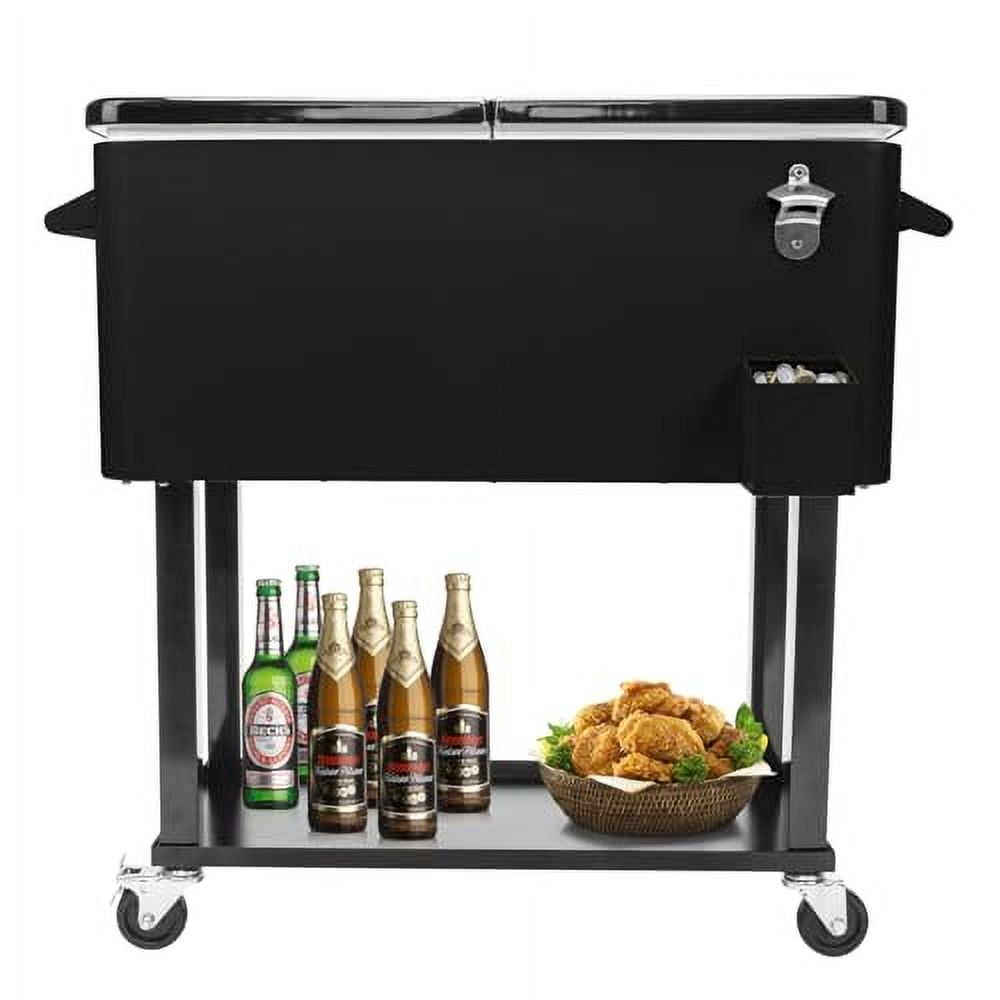 80 Quart Rolling Cooler Cart with Wheels,Portable Ice Chest with ...