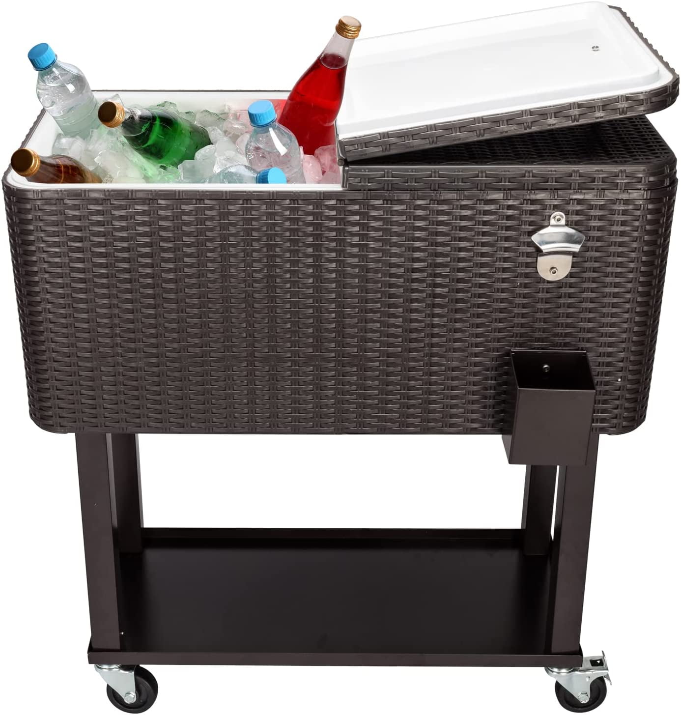 80 Quart Rolling Cooler Cart with Wheels,Portable Ice Chest with ...