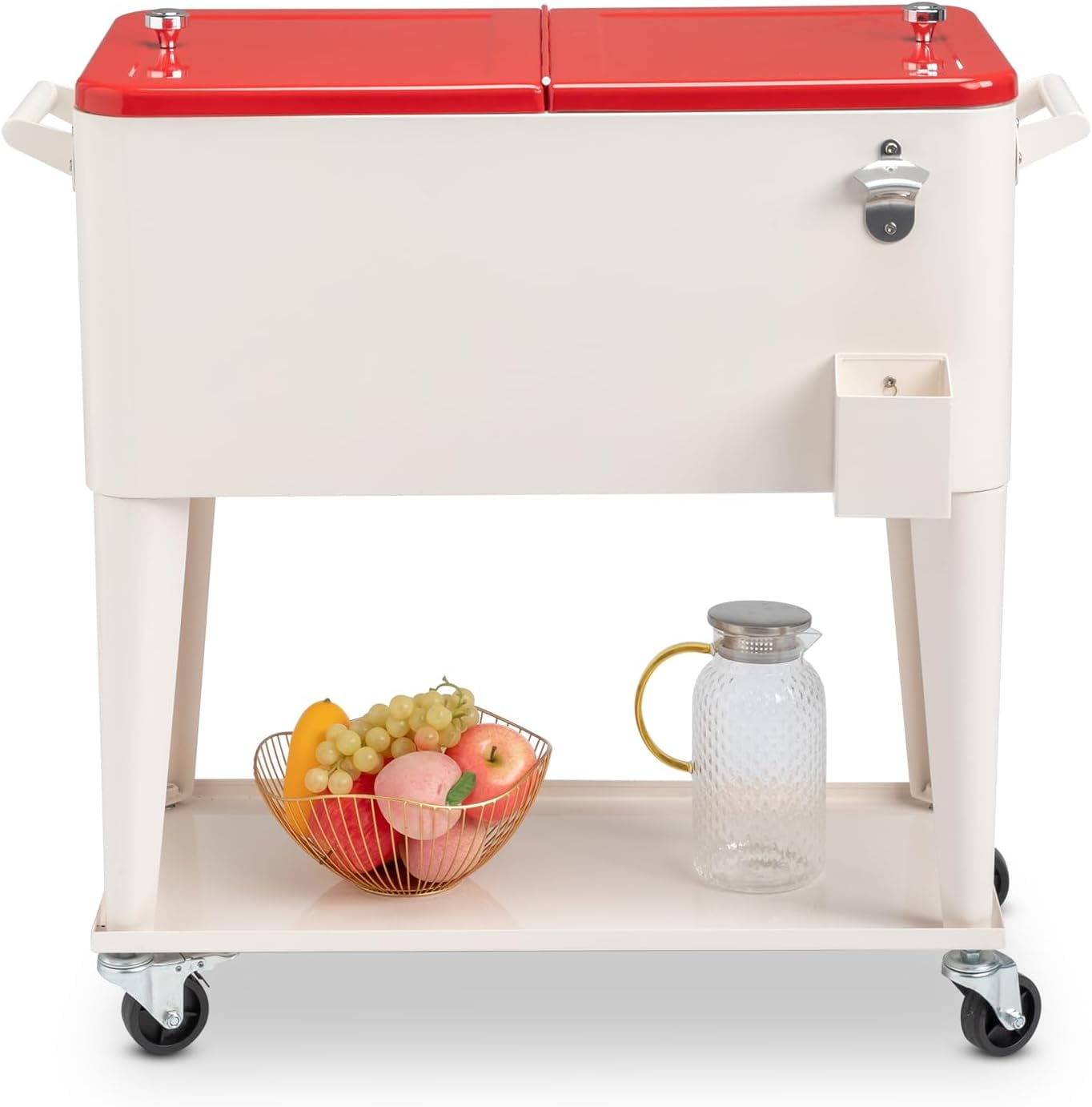 80 Quart Rolling Cooler Cart with Wheels,Portable Ice Chest with ...