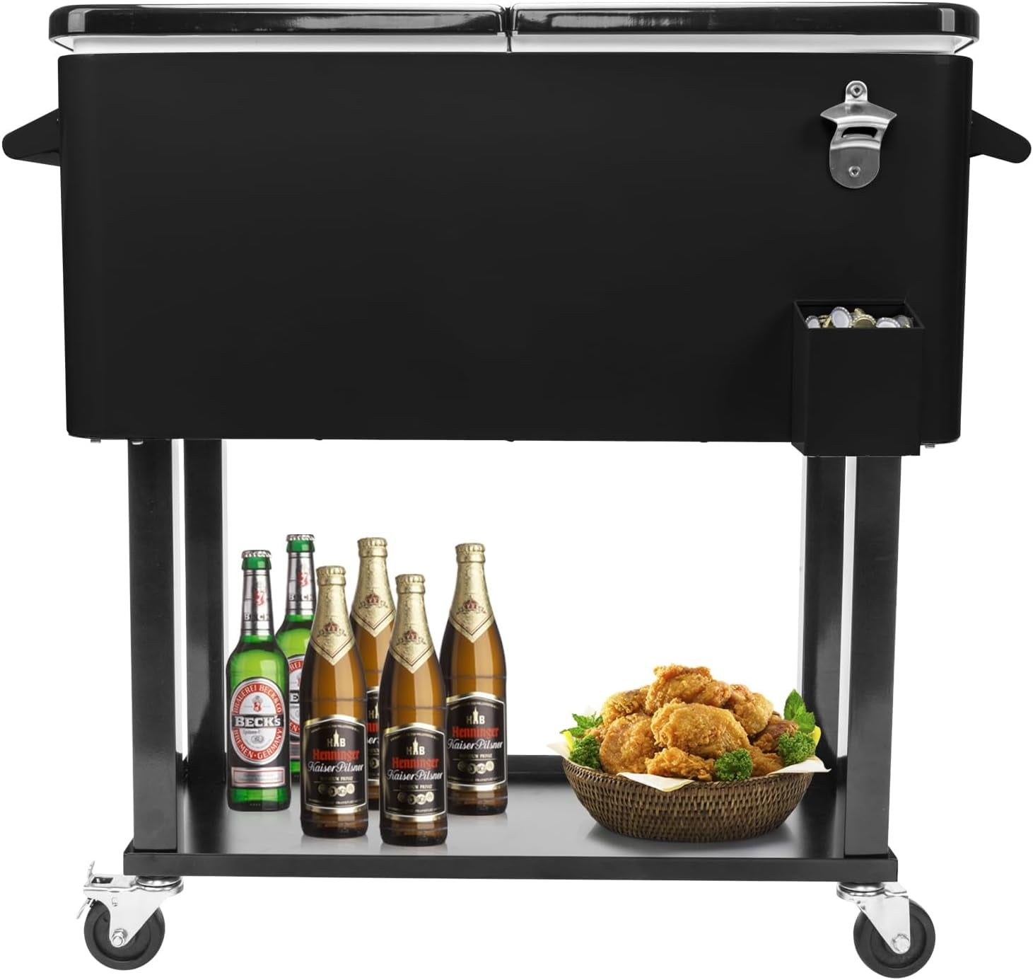 80 Quart Rolling Cooler Cart with Wheels,Portable Ice Chest with ...