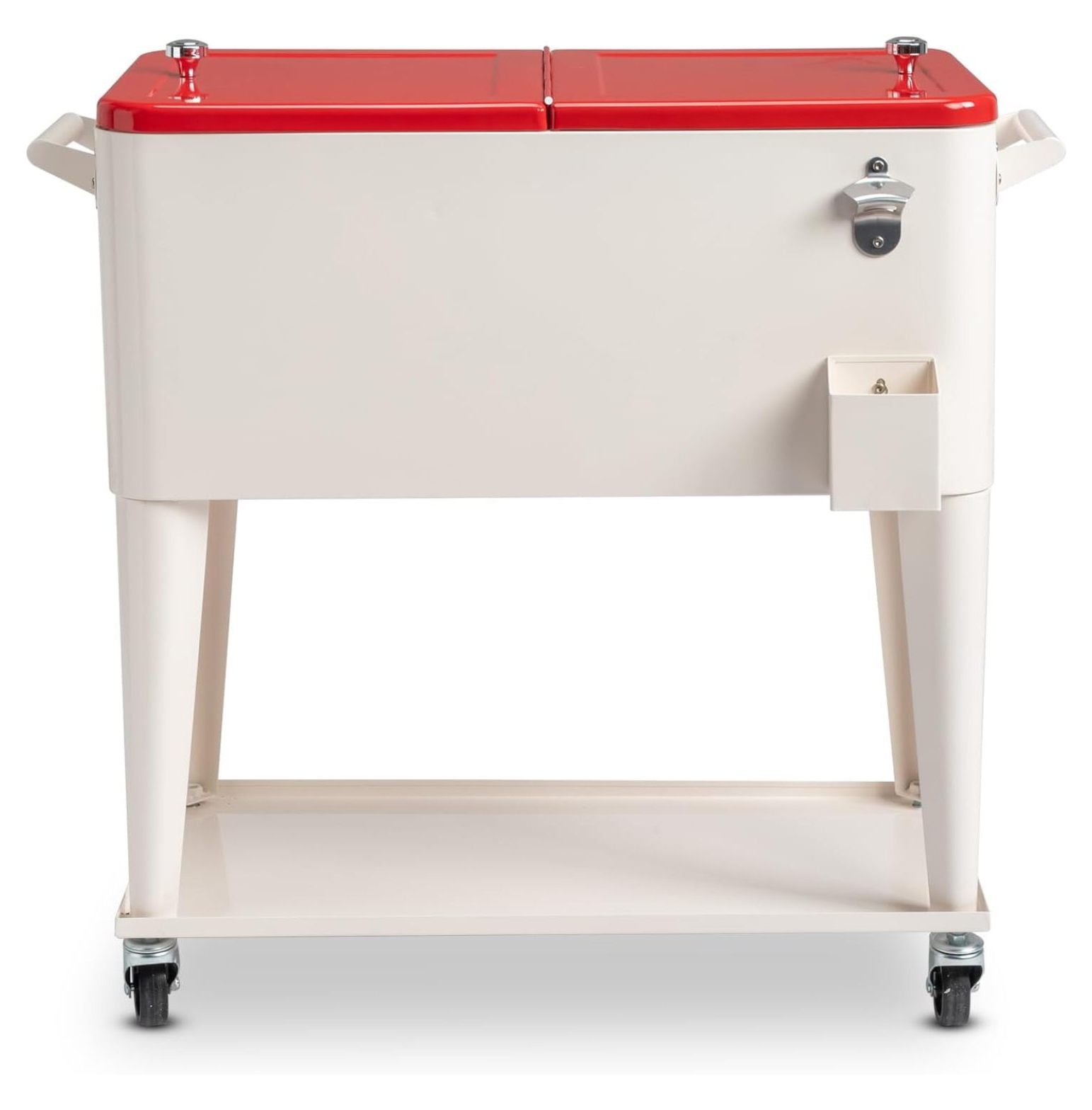 80 Quart Rolling Drink Cooler Ice Bin Chest on Wheels, Portable Patio ...