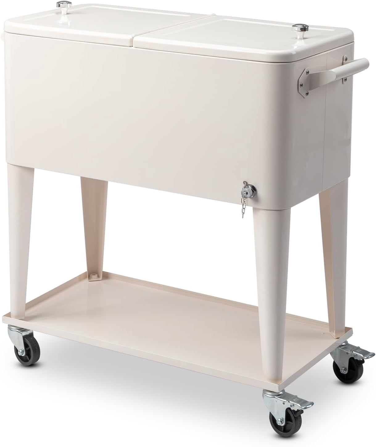 80 Quart Rolling Ice Chest Cooler Cart, Portable Bar Drink Cooler ...