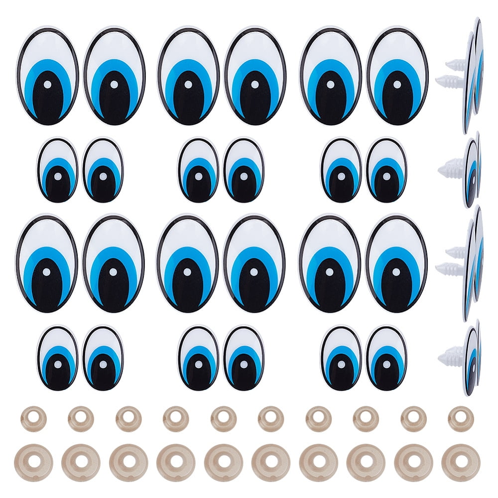 80 Sets 2 Styles Oval Plastic Craft Safety Eyes Making Supplies with ...