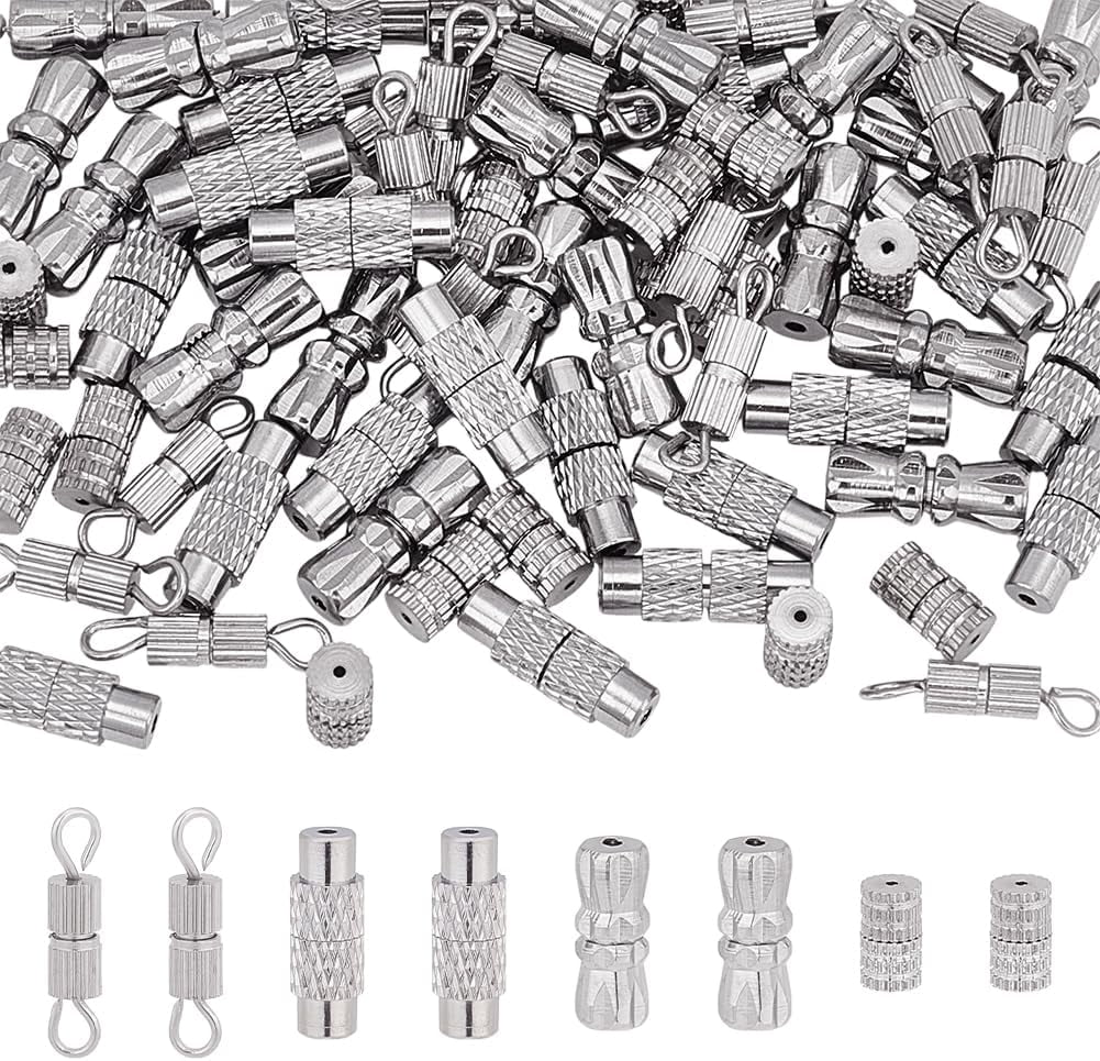 80 Sets 4 Style Screw Twist Clasps Barrel Screw Clasps Brass Screw ...