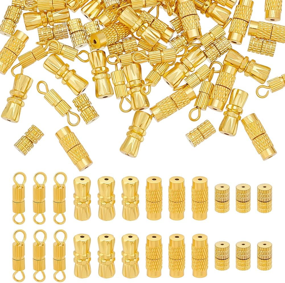 80 Sets 4 Styles Barrel Screw Type Clasp Column Tube Screw Twist Clasps ...