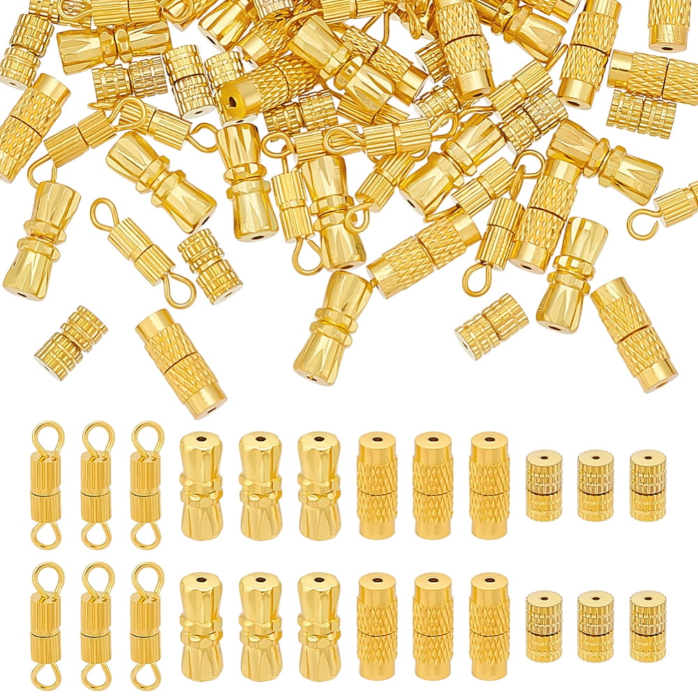 80 Sets 4 Styles Barrel Screw Type Clasp Column Tube Screw Twist Clasps ...