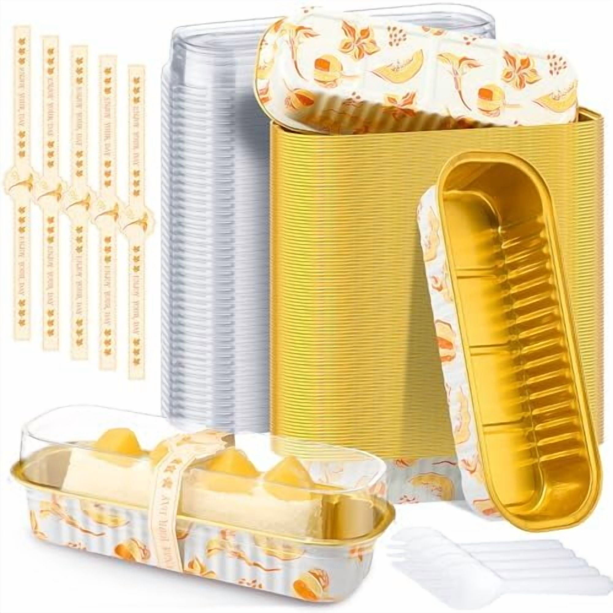 80 Sets Thanksgiving Fall Mini Loaf Pans with Lids Spoons Sealing ...