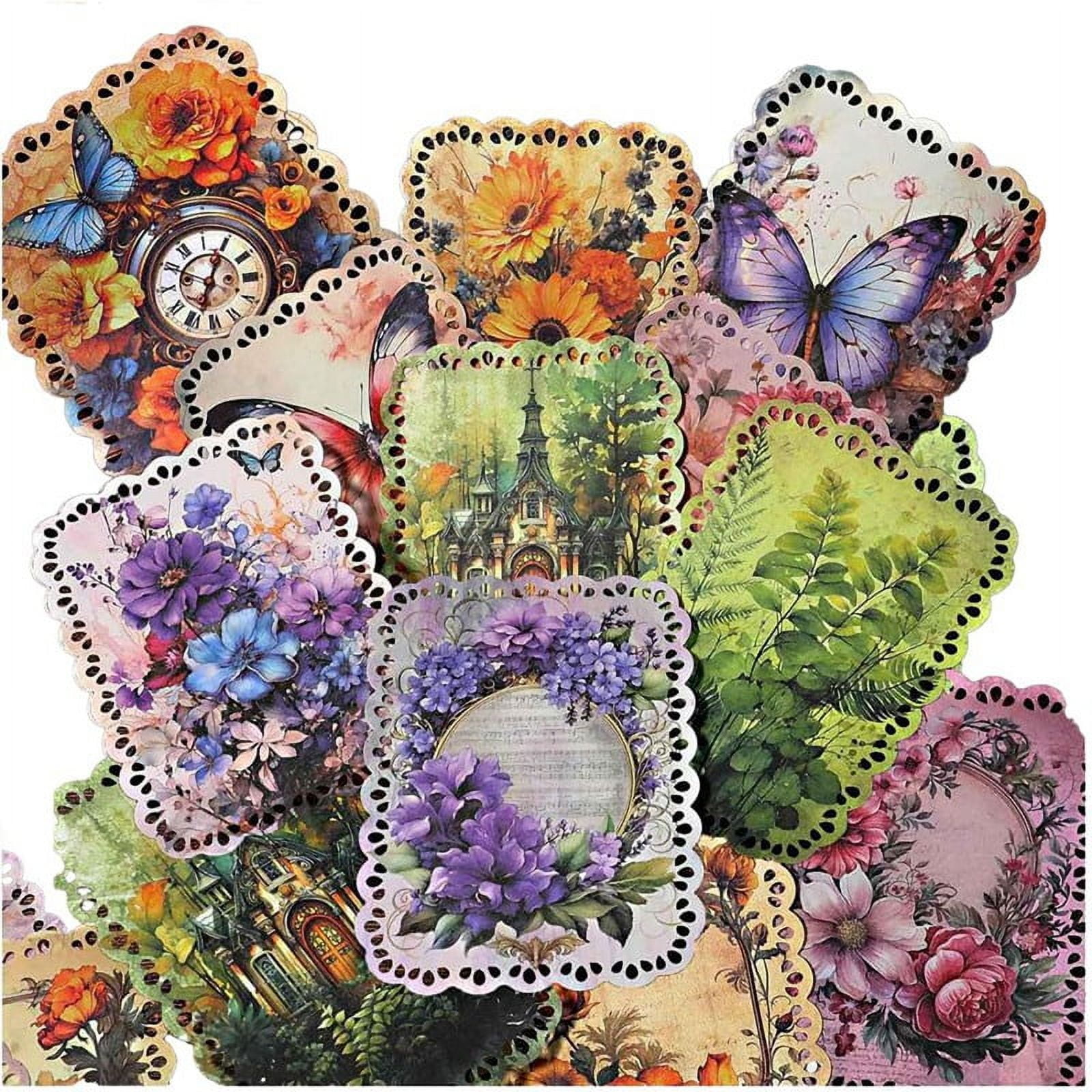 80 Sheets Floral Shape Scrapbook Paper, Vintage Decoupage Paper for ...