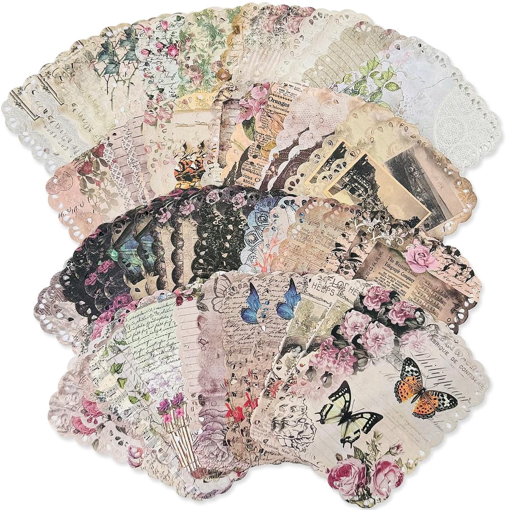 80 Sheets Lace Edged KEF16 Scrapbook Paper, 3.9×5.5 Inch Vintage ...