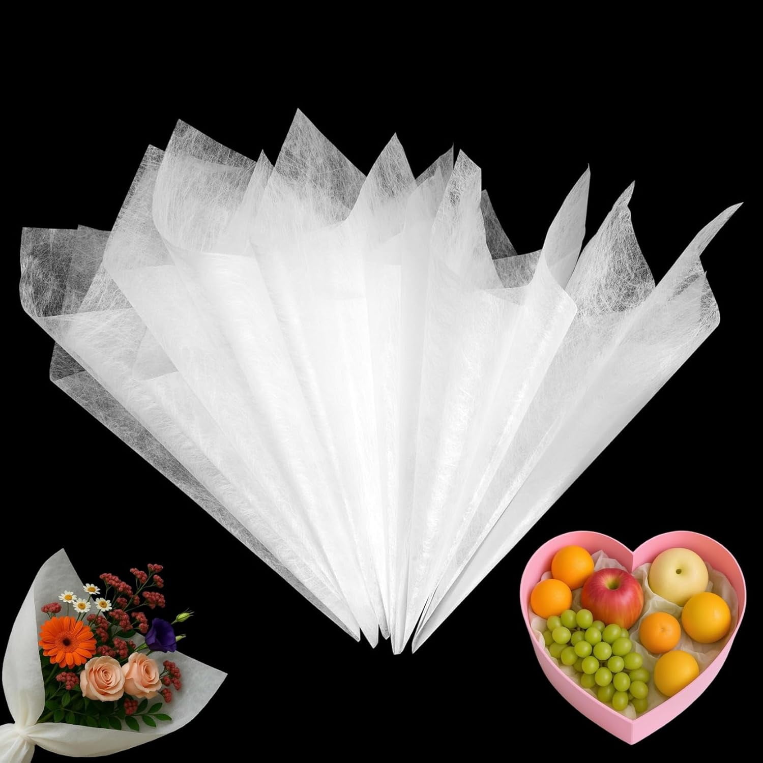 80 Sheets Tissue Flower Wrapping Paper - Milky White 11.8"x11.8" Non ...