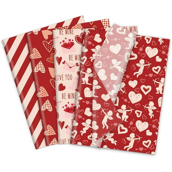 80 Sheets Valentine's Day Tissue Paper Red Love Letter Heart Cupid Gift ...