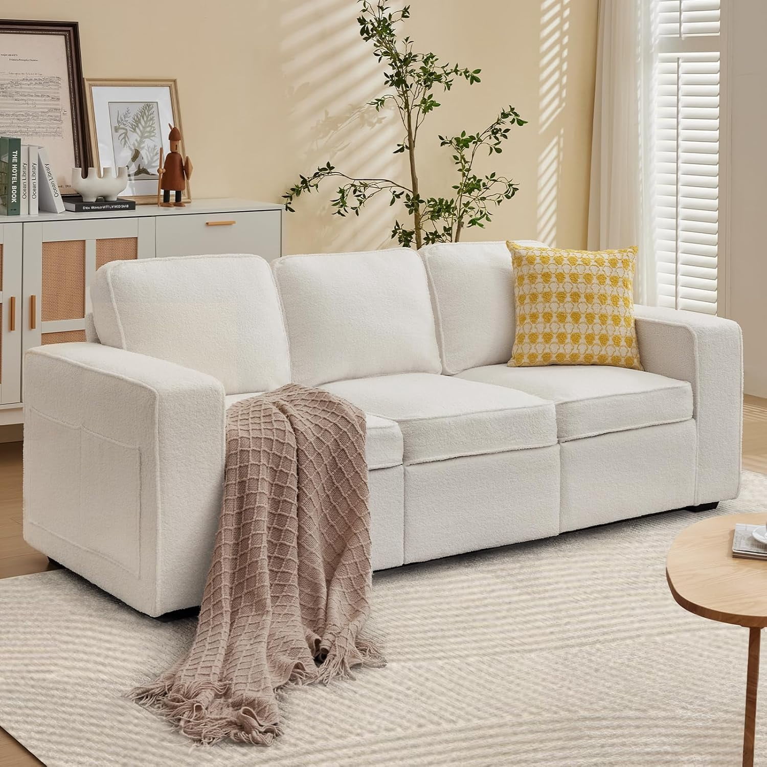 80'' Sofa Couch for Living Room, Modern Loveseat Sofa with Side Pocket ...