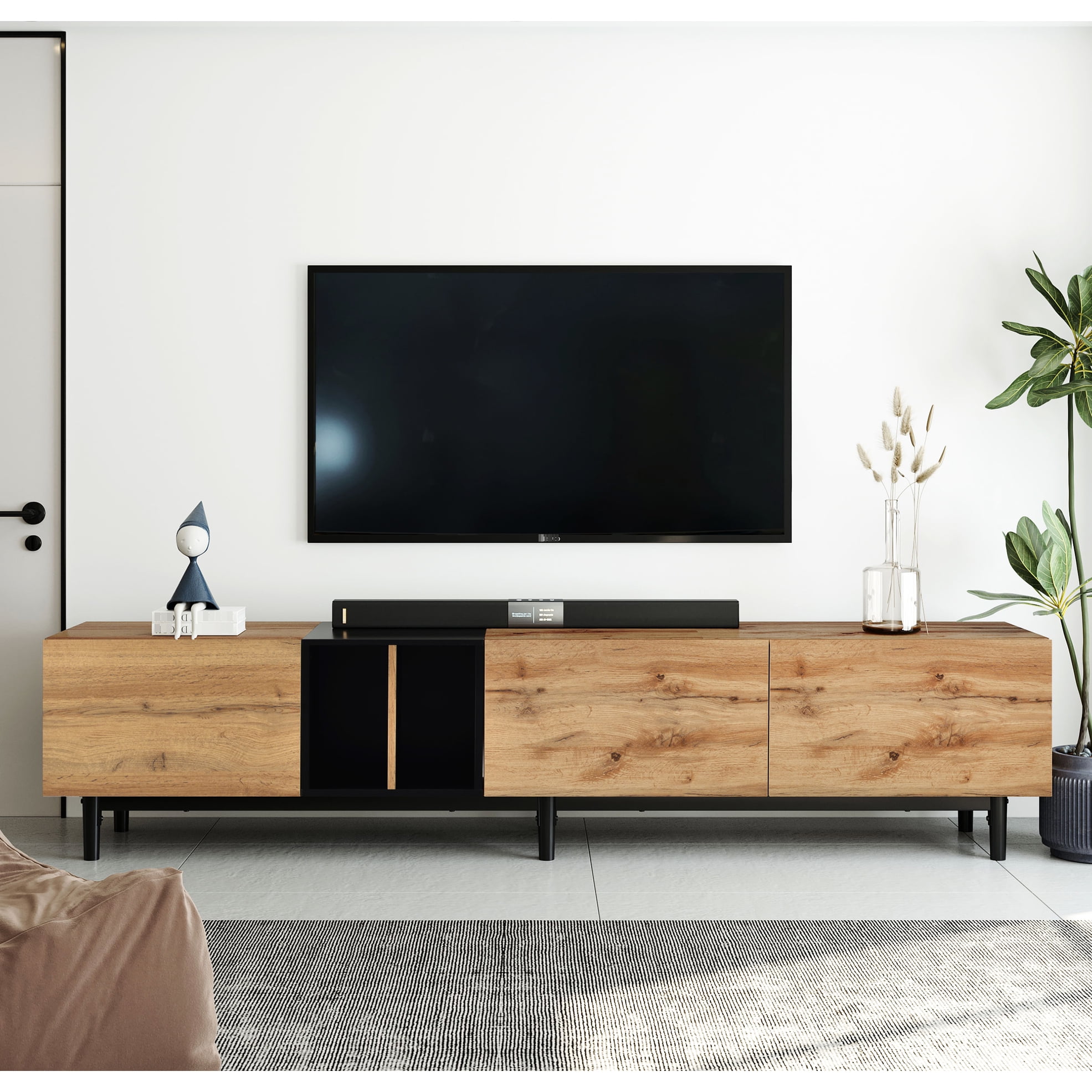 80'' Tv Media Console With 3 Doors, Modern Entertainment Furniture ...