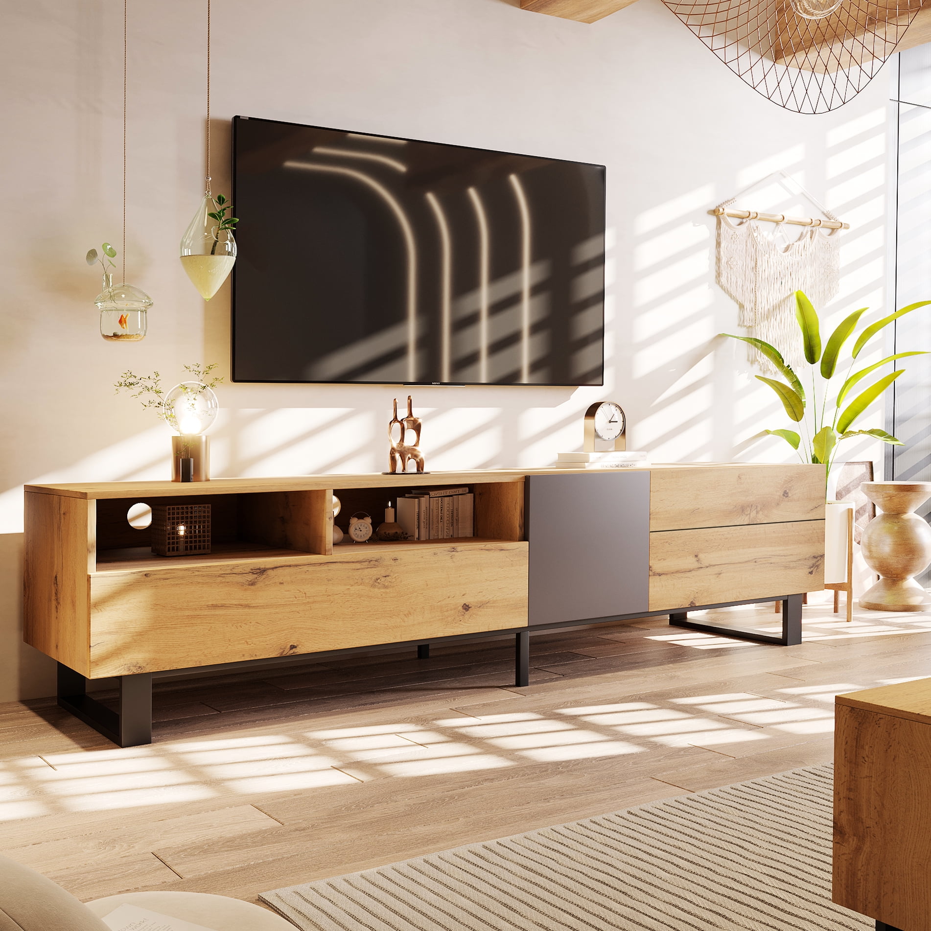 80'' Tv Stand With Double Storage Space, Media Console. Minimalist Form ...