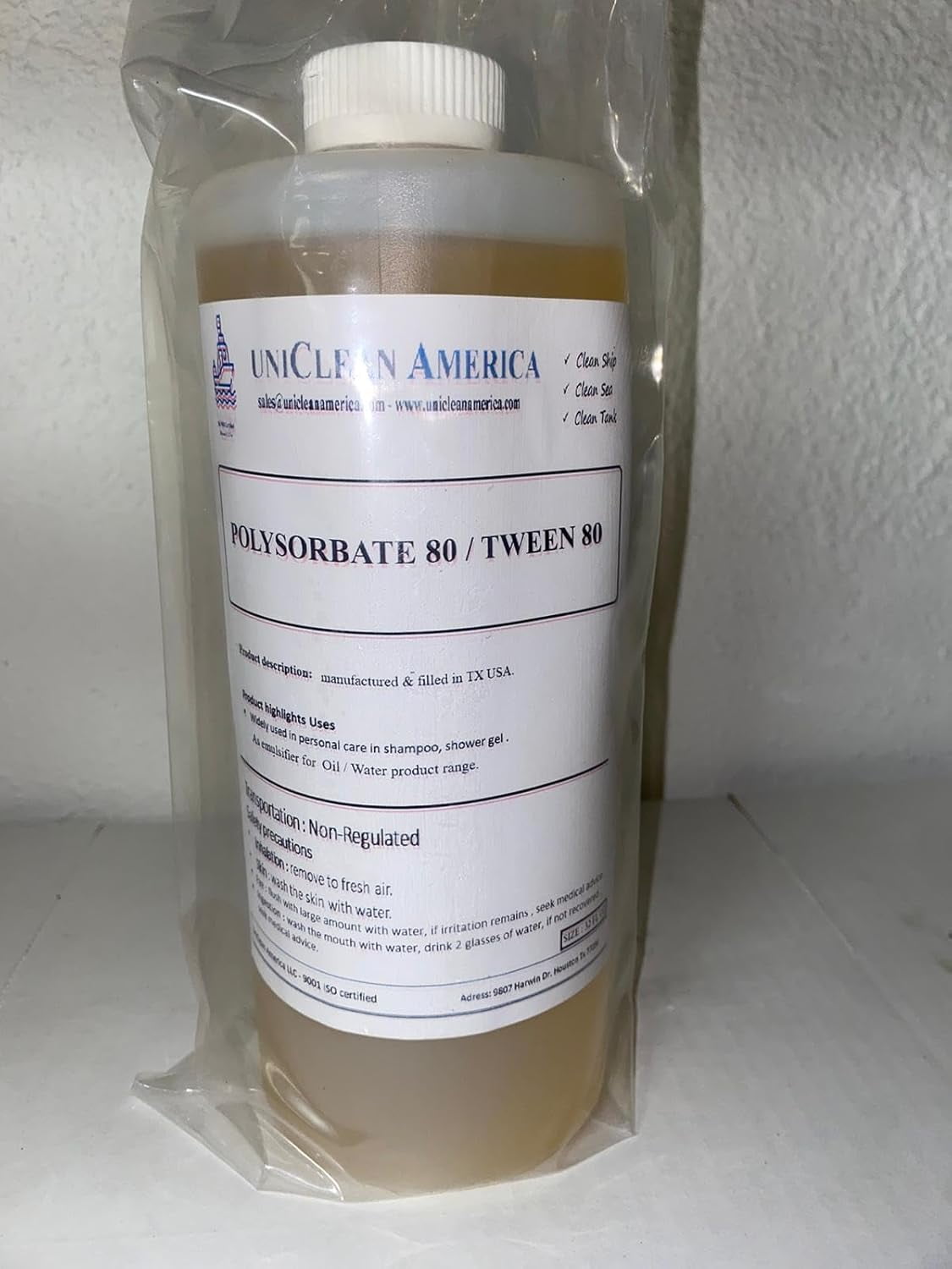 80 - Tween 80 Surfactant - UniClean America - Made in USA - Size: 32 fl ...