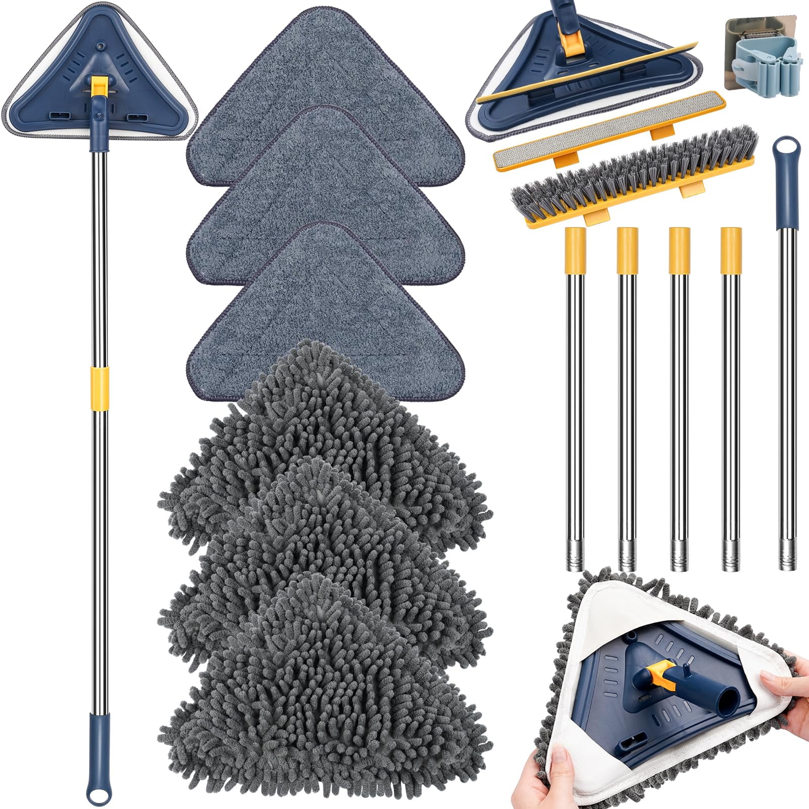 80" Wall Mop Cleaner with Long Handle, 5-in-1 Walls Cleaner Mops with ...
