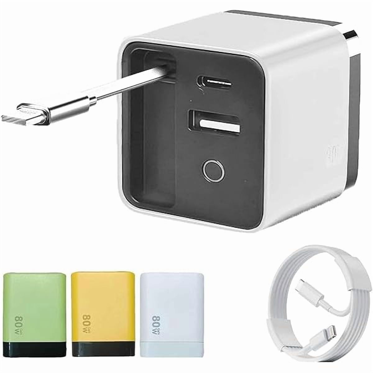 80 Watt Charger, 3 in 1 Chargers, Retractable Phone Charger Wall Plug ...