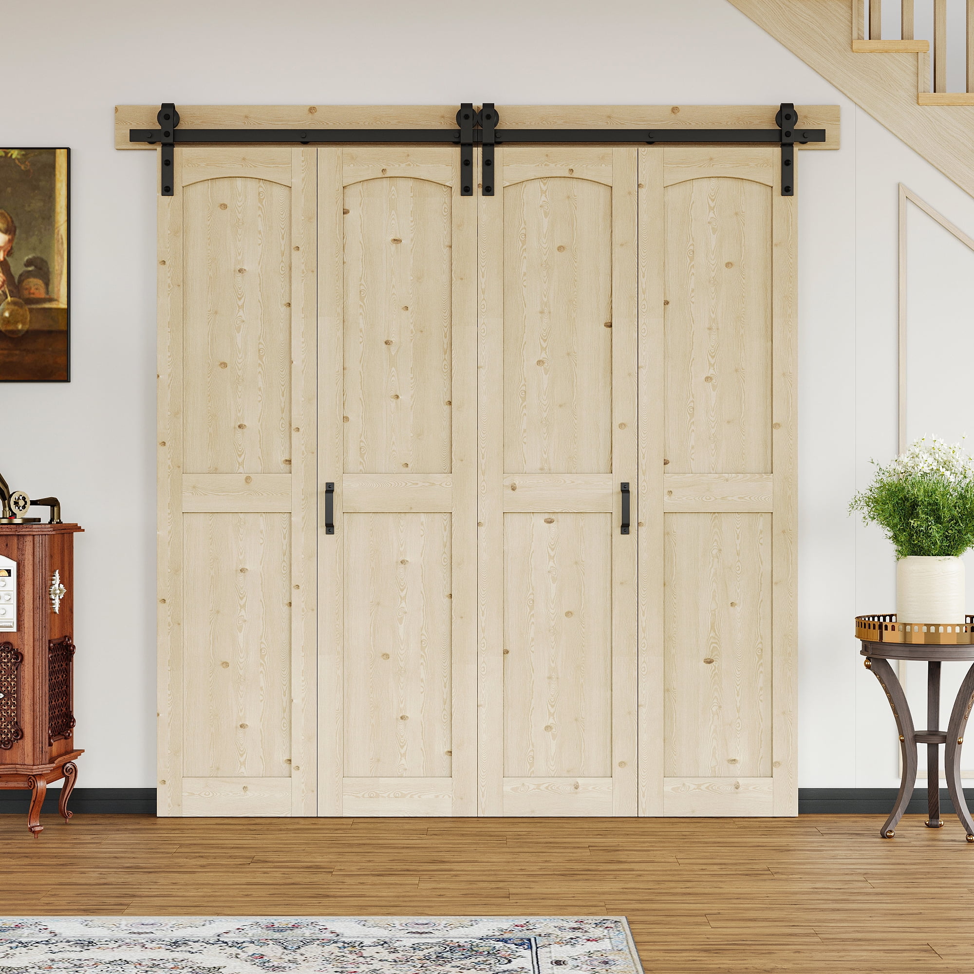 80" X 84" Pine Solid Core Wood Unfinished K/Plank Bi-Fold Barn Door ...