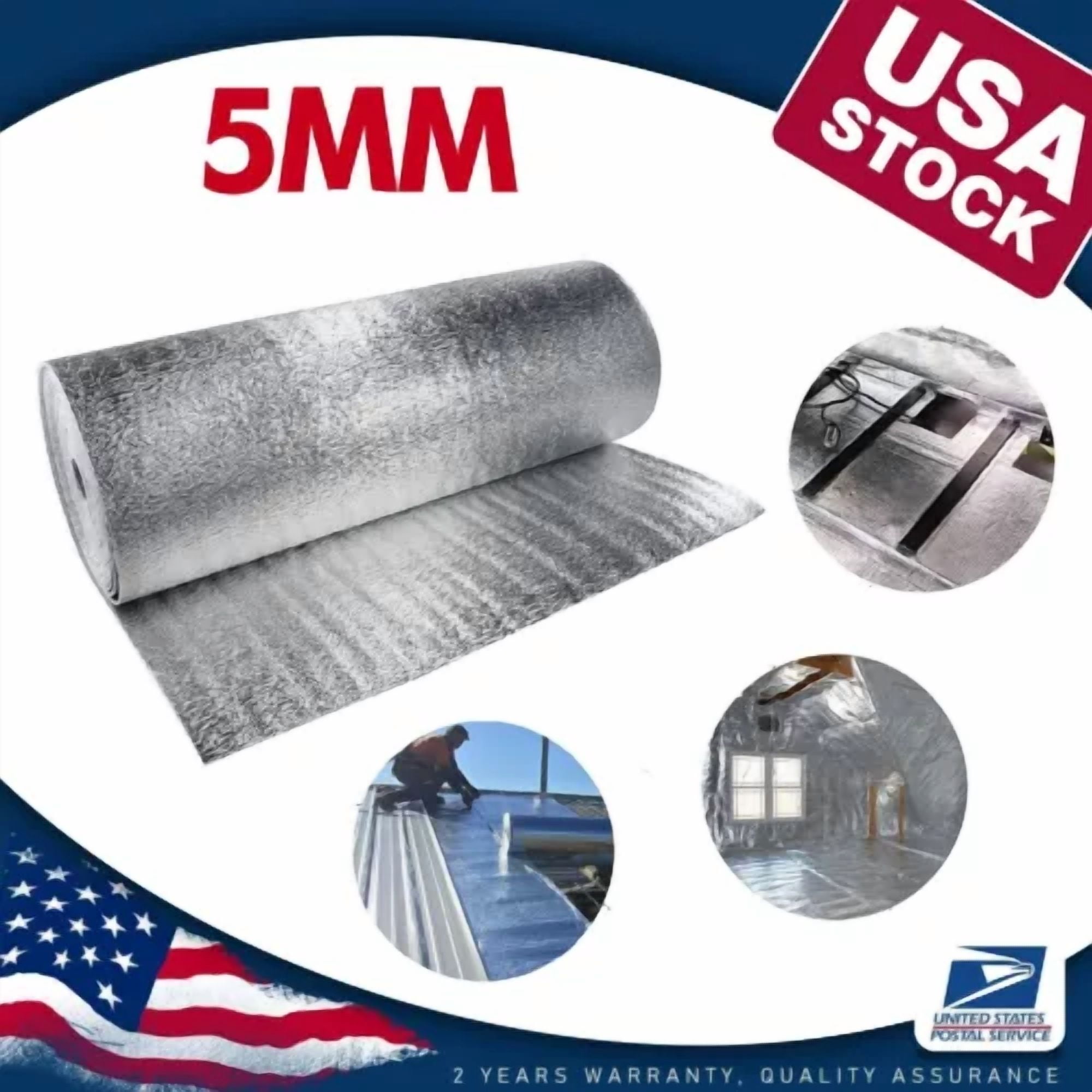 80"X40" 5Mm Heat Reflective Aluminum Foil Insulation Foam Thermal ...
