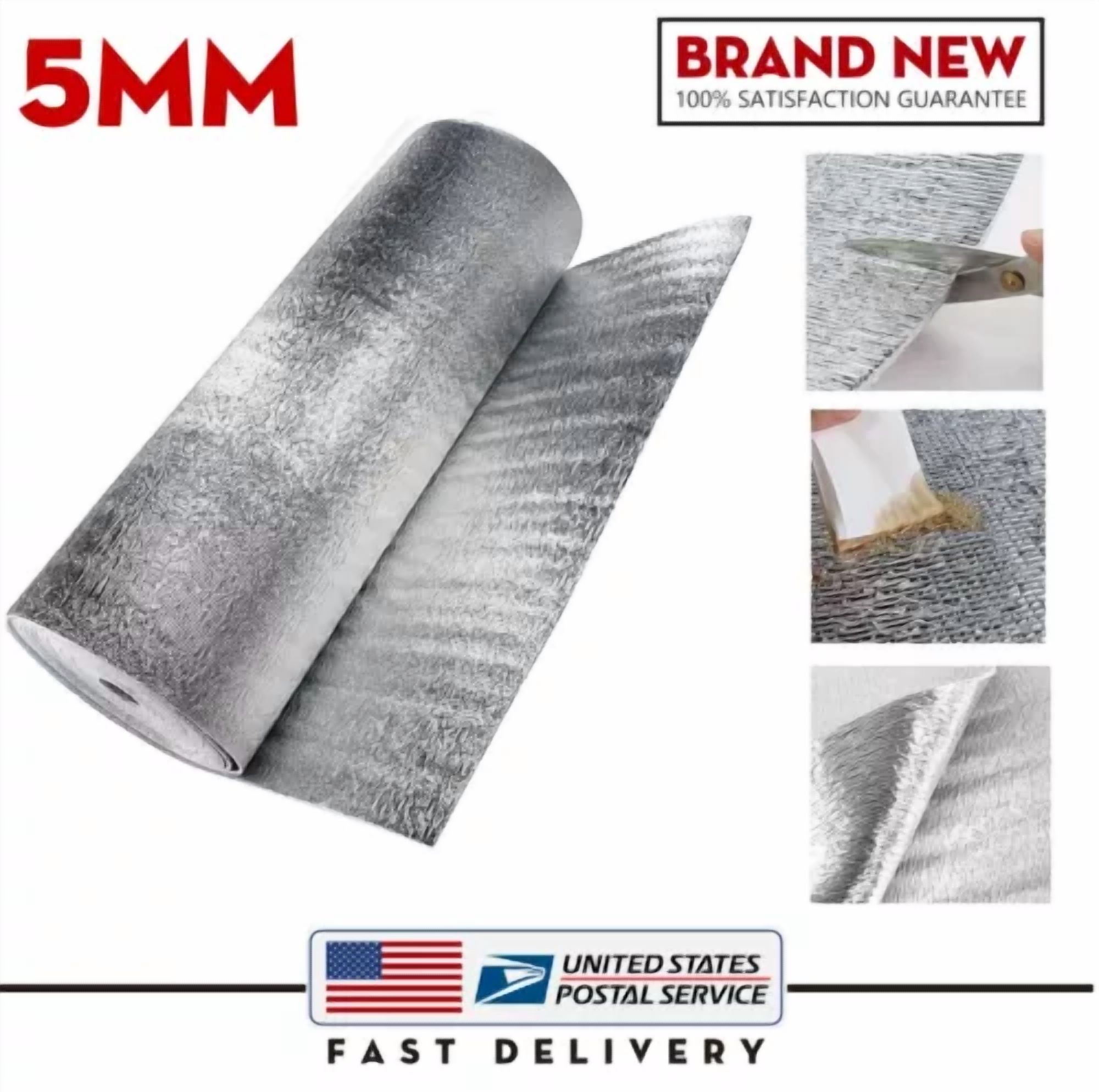 80"X40" House Wrap Reflective Foam Insulation Mat, Foam Core Radiant ...