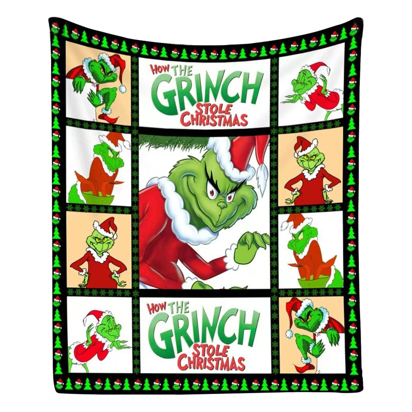 50"X40" Christmas Anime Cartoon Grinch Throw Blanket for Couch, Picnic ...