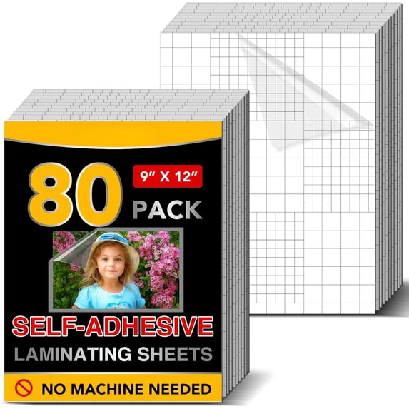 80 count Self- Laminating Sheets, 9 x 12 Clear Laminating Sheets No ...