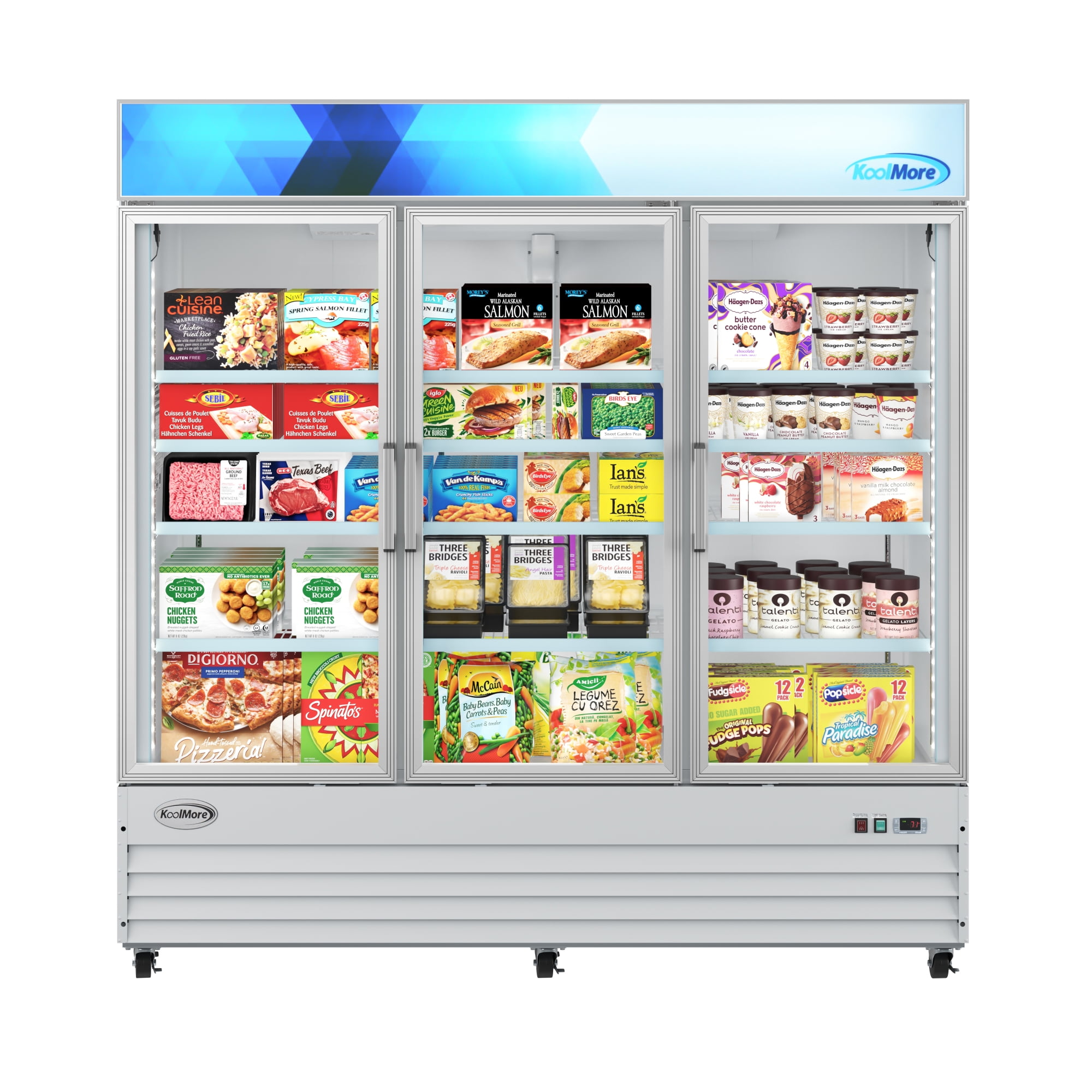 80 in. 3-Door Commercial Display Merchandiser Freezer 52 cu. ft. in ...