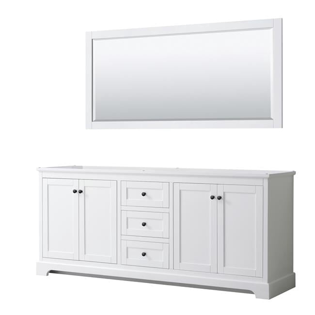 80 in. Avery White Double Bathroom Vanity without Countertop & Sinks ...