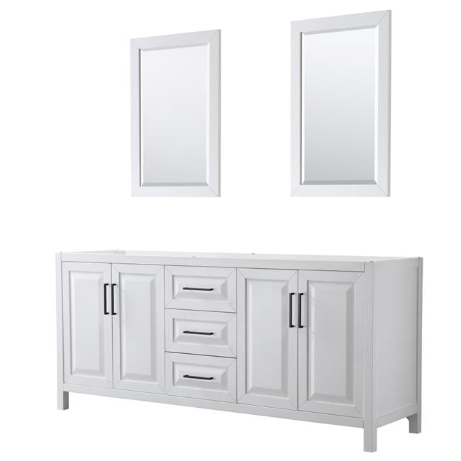 80 in. Daria White Double Bathroom Vanity without Countertop, Sink with ...