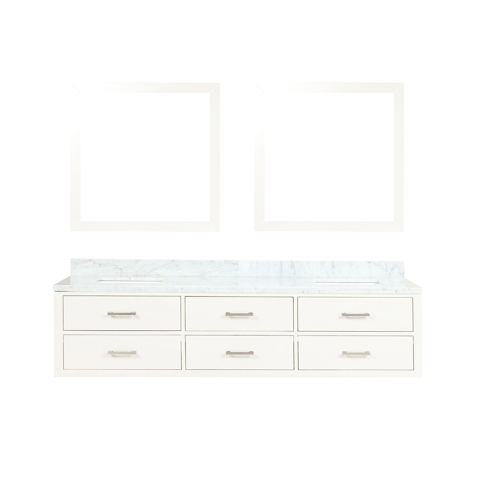 80 in. W Double Vanity in White Color / MDF Filler, Solid Wood Frame ...