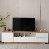 80 inch White Modern TV Stand, Media Console with Storage, Open Shelf ...