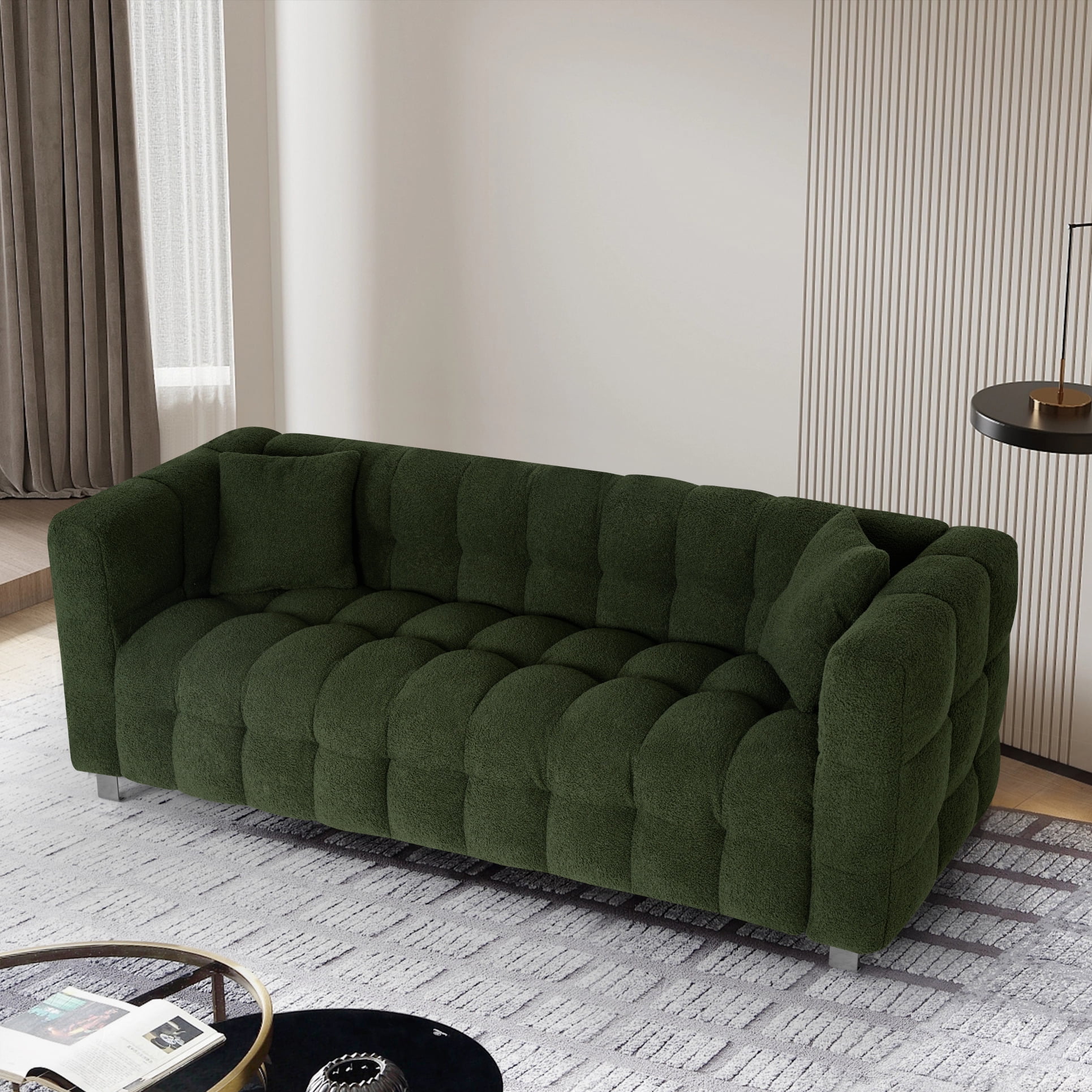 80 inch Modern Teddy Upholstery Sofa with Thickened Armrests and ...