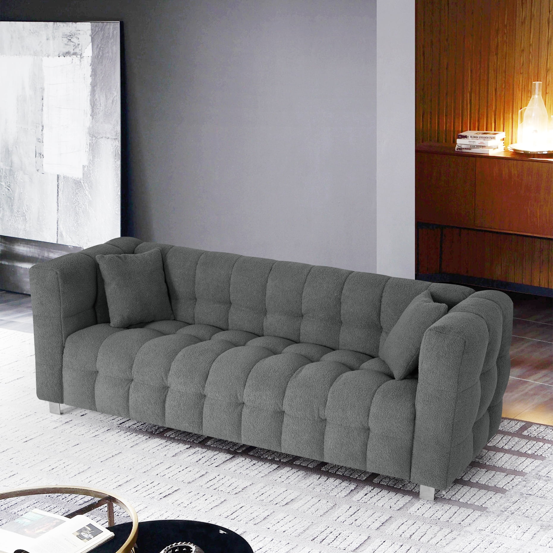 80 inch Modern Teddy Upholstery Sofa with Thickened Armrests and ...
