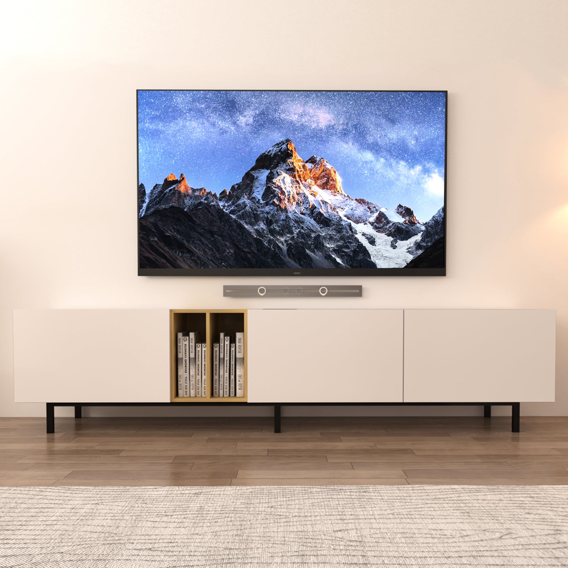 80-inch Tv Compatible Stand With 90% Storage And Wireless Charging ...