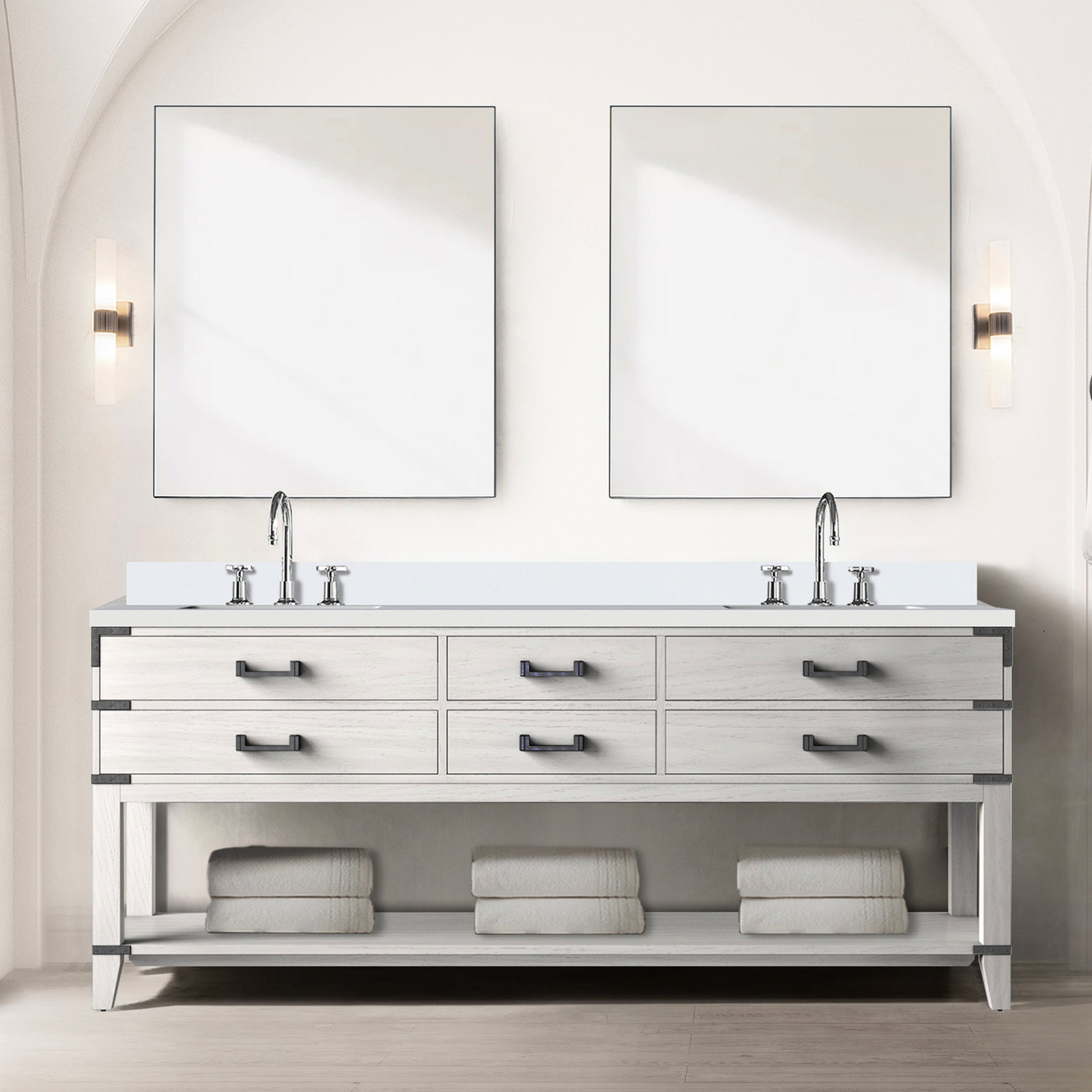 80 - inch wide white oak vanity with included mirrors | For those ...