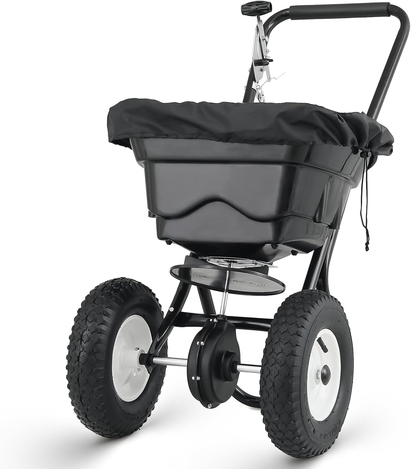 80 lb Walk-Behind Broadcast Spreader for Fertilizer, Grass Seed, Salt ...