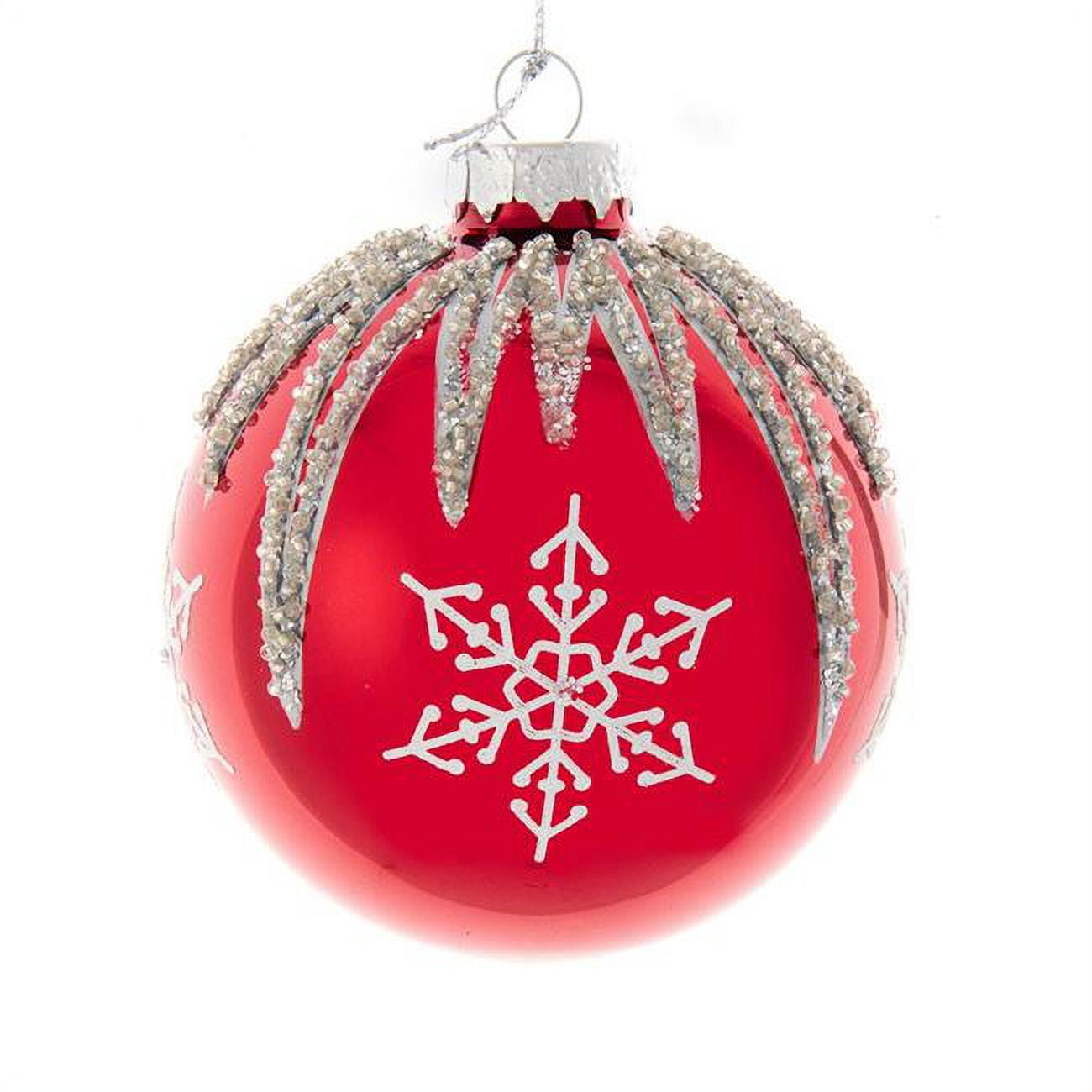 80 mm Red & Silver Snowflake Ball Ornaments Set - 6 Piece - Walmart.com