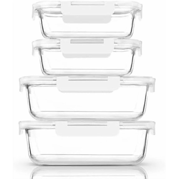 [80 oz & 36 oz]Extra Large Glass Food Storage/Baking Containers Set ...